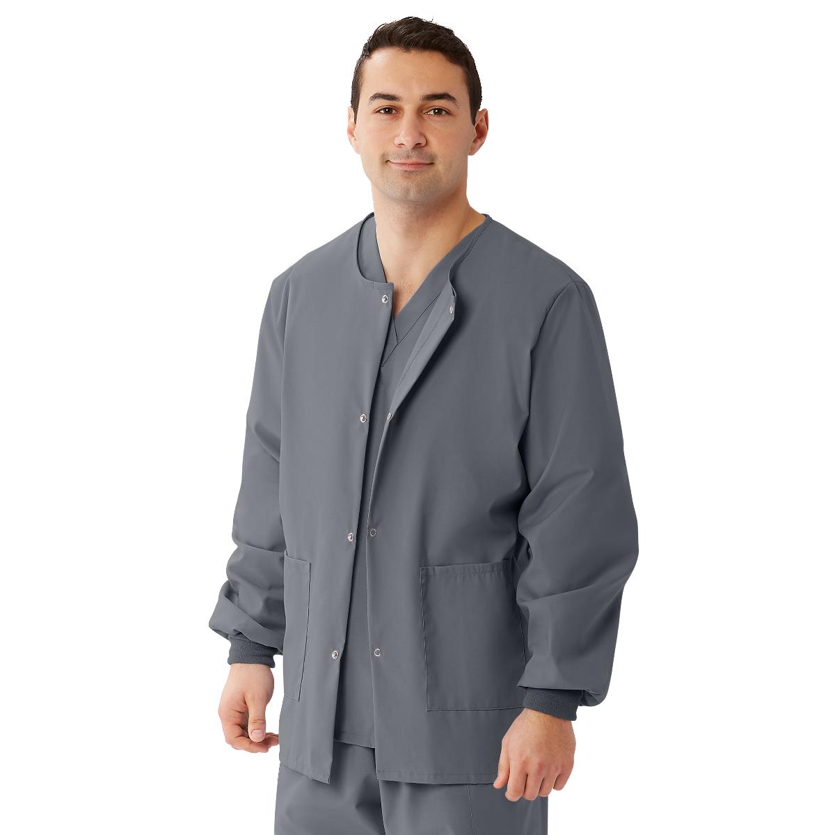 AngelStat Style 849 Unisex Scrub Jackets - Charcoal | Medline