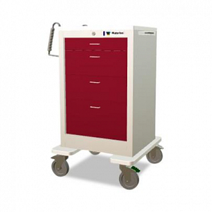Wine Steel Medical Carts with 4 Drawers | Medline